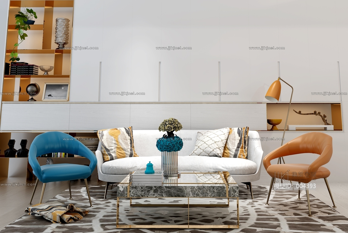 Z05-0622现代沙发茶几组合3d模型下载-【集简空间】「每日更新」