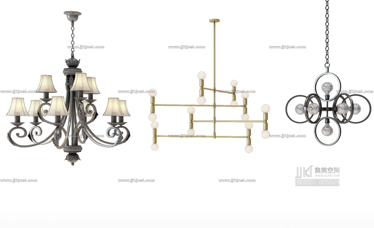 H16-0706欧式铁艺吊灯3d模型下载-【集简空间】「每日更新」
