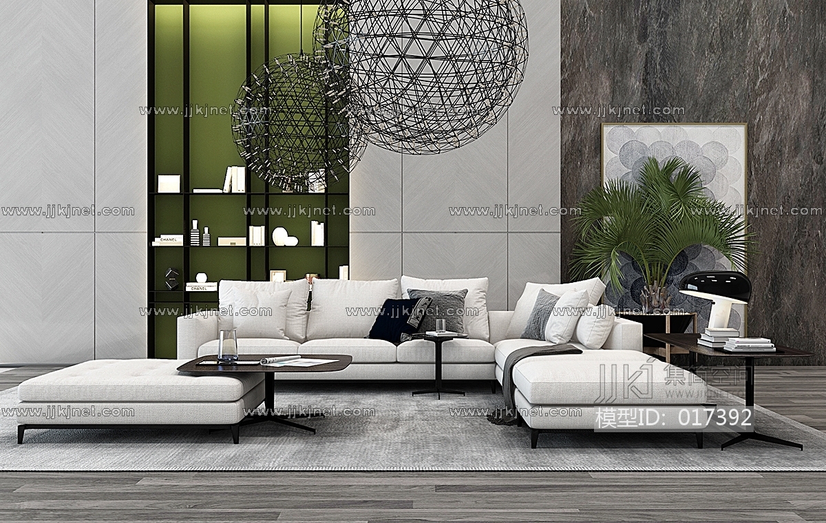 H10 0123米洛提 Minotti 现代沙发茶几台灯吊灯组合3d模型下载 【集简空间】「每日更新」
