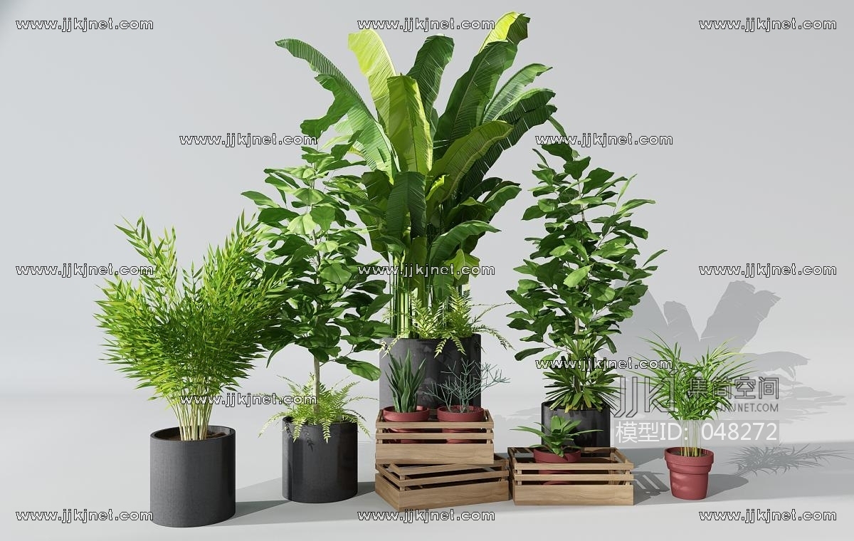 H31 0629植物盆景盆栽绿植花盆大叶植物3d模型下载 【集简空间】「每日更新」