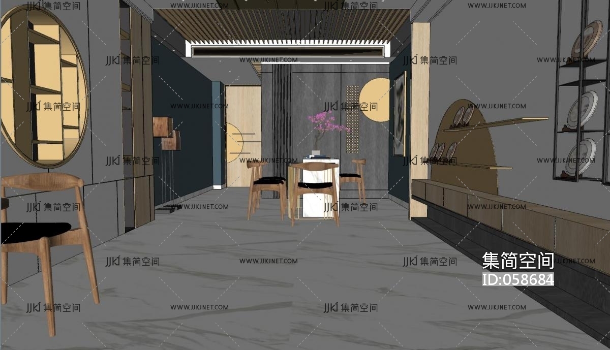 015新中式日式泰式中式茶室su草图模型下载 【集简空间】「每日更新」