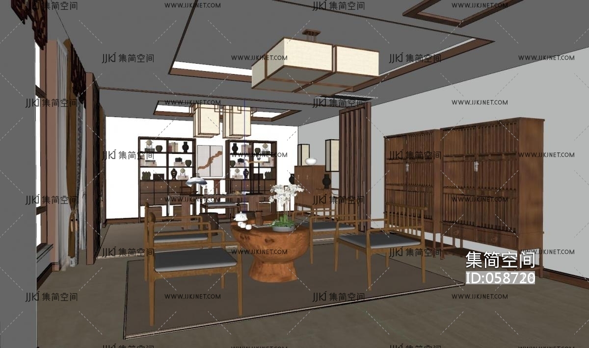 0106新中式日式泰式中式茶室su草图模型下载 【集简空间】「每日更新」