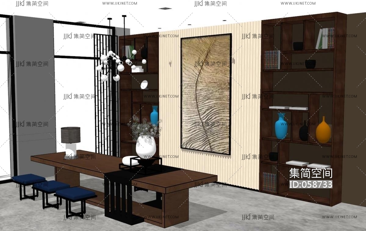 012中式新中式泰式日式茶室su草图模型下载 【集简空间】「每日更新」