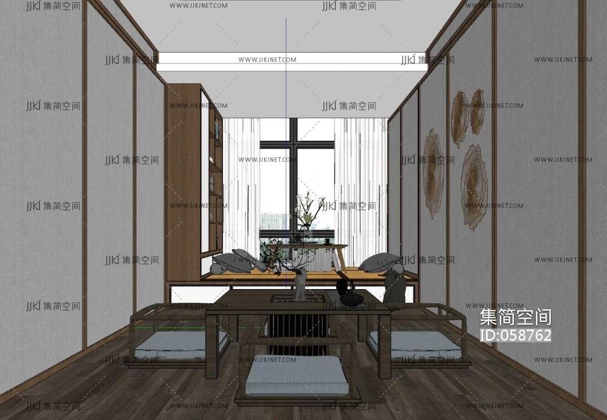 036日式中式泰式新中式榻榻米茶室su草图模型下载 【集简空间】「每日更新」