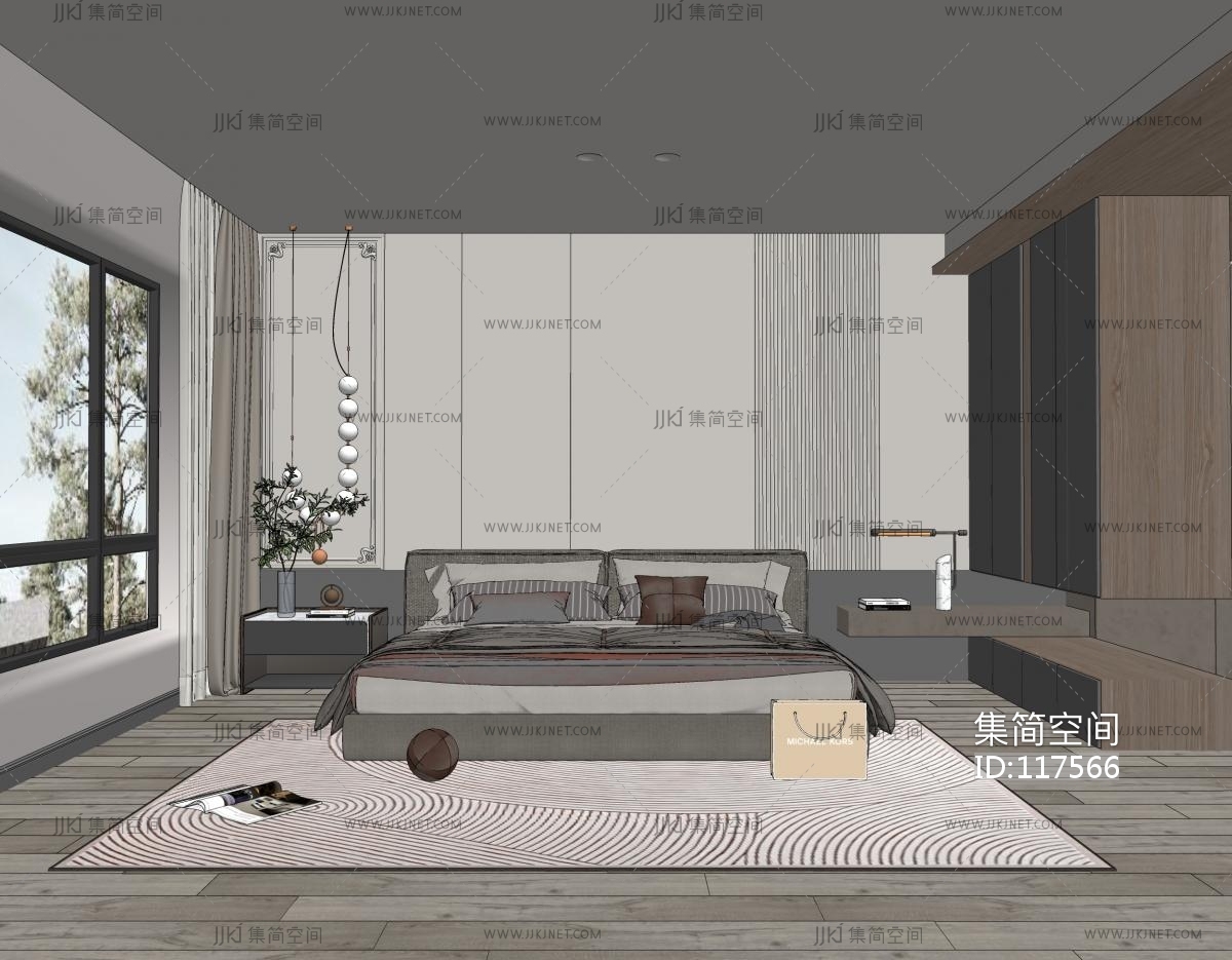 现代卧室su草图模型下载 【集简空间】「每日更新」