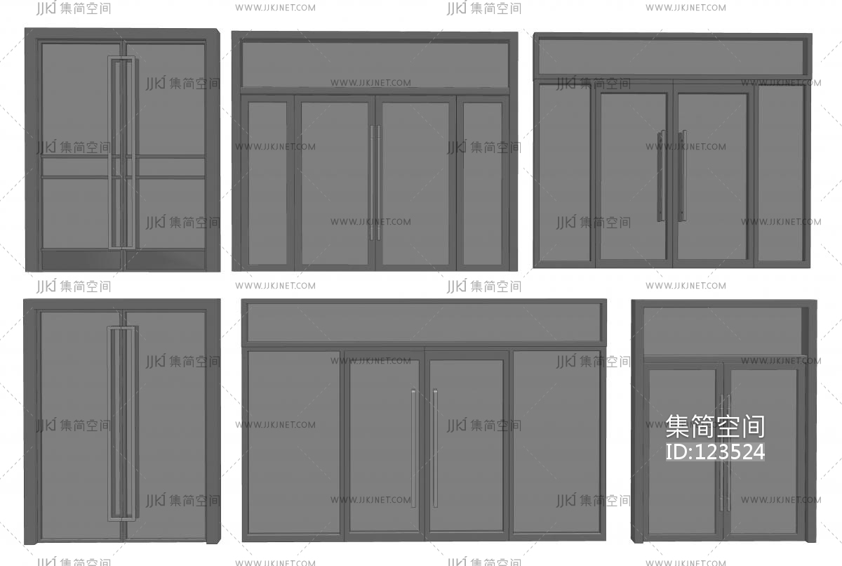 现代玻璃门su草图模型下载 【集简空间】「每日更新」