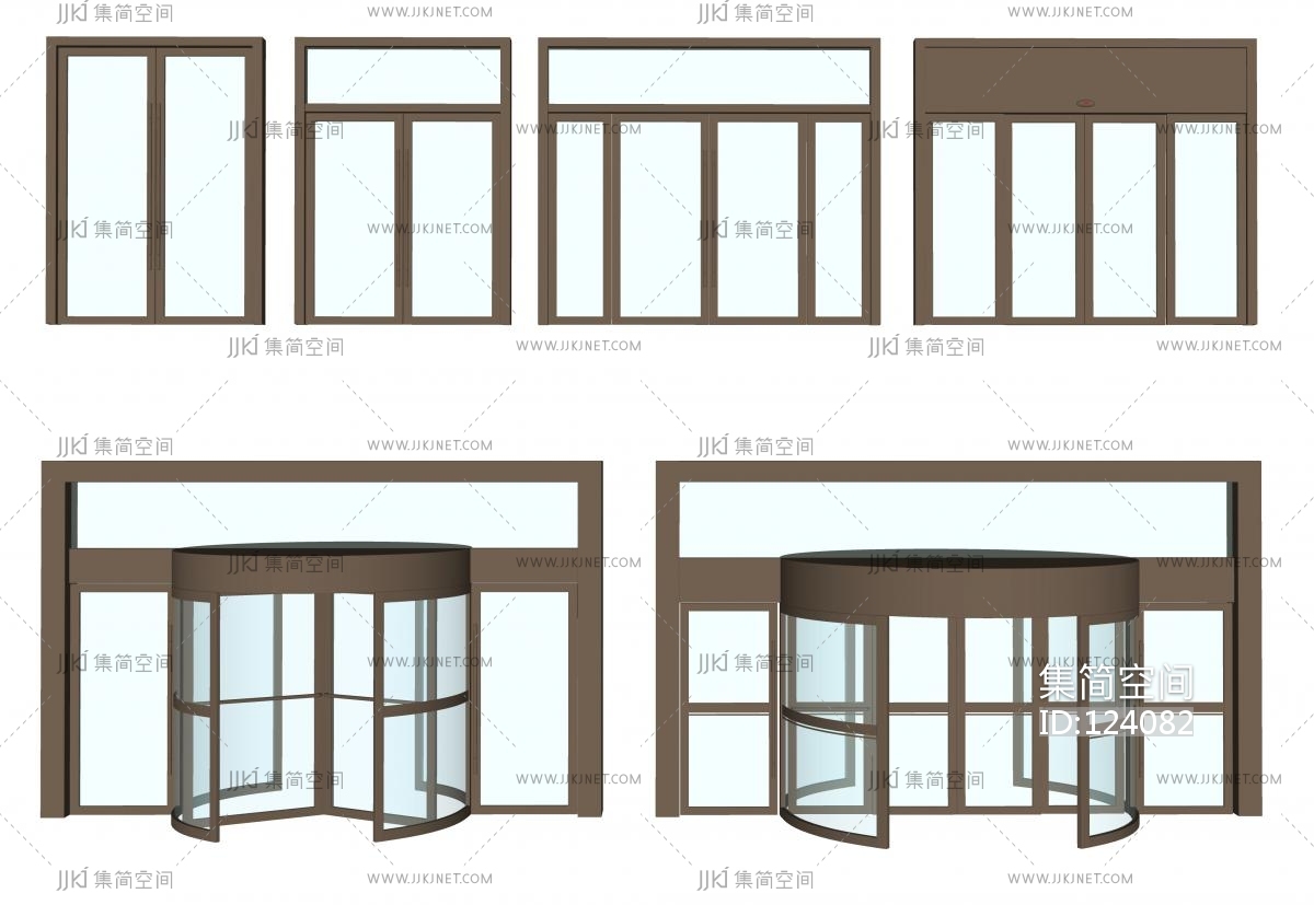 现代门酒店旋转门自动门su草图模型下载 【集简空间】「每日更新」