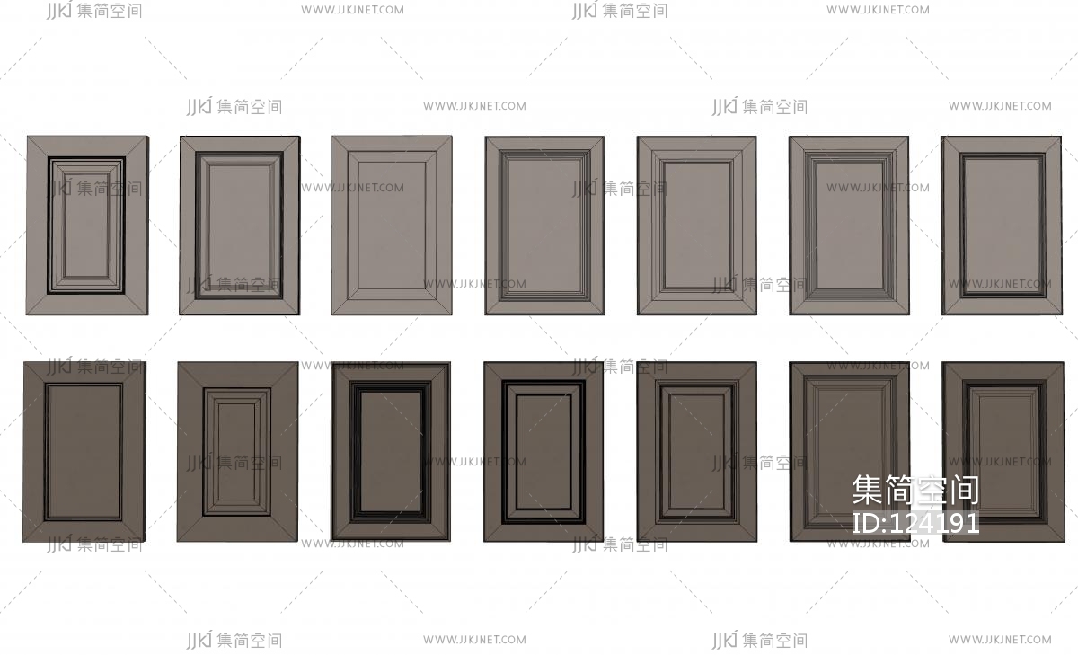 欧式柜门门板su草图模型下载 【集简空间】「每日更新」