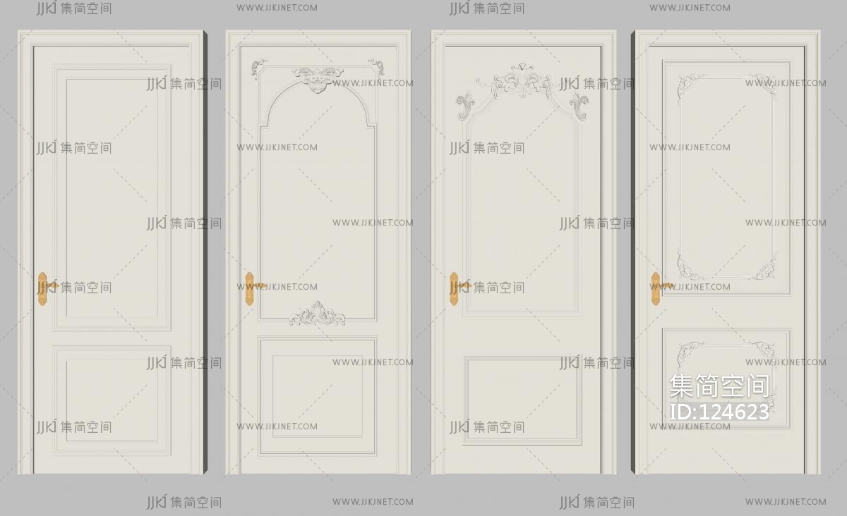 美式欧式法式单开门房门卧室门su草图模型下载 【集简空间】「每日更新」