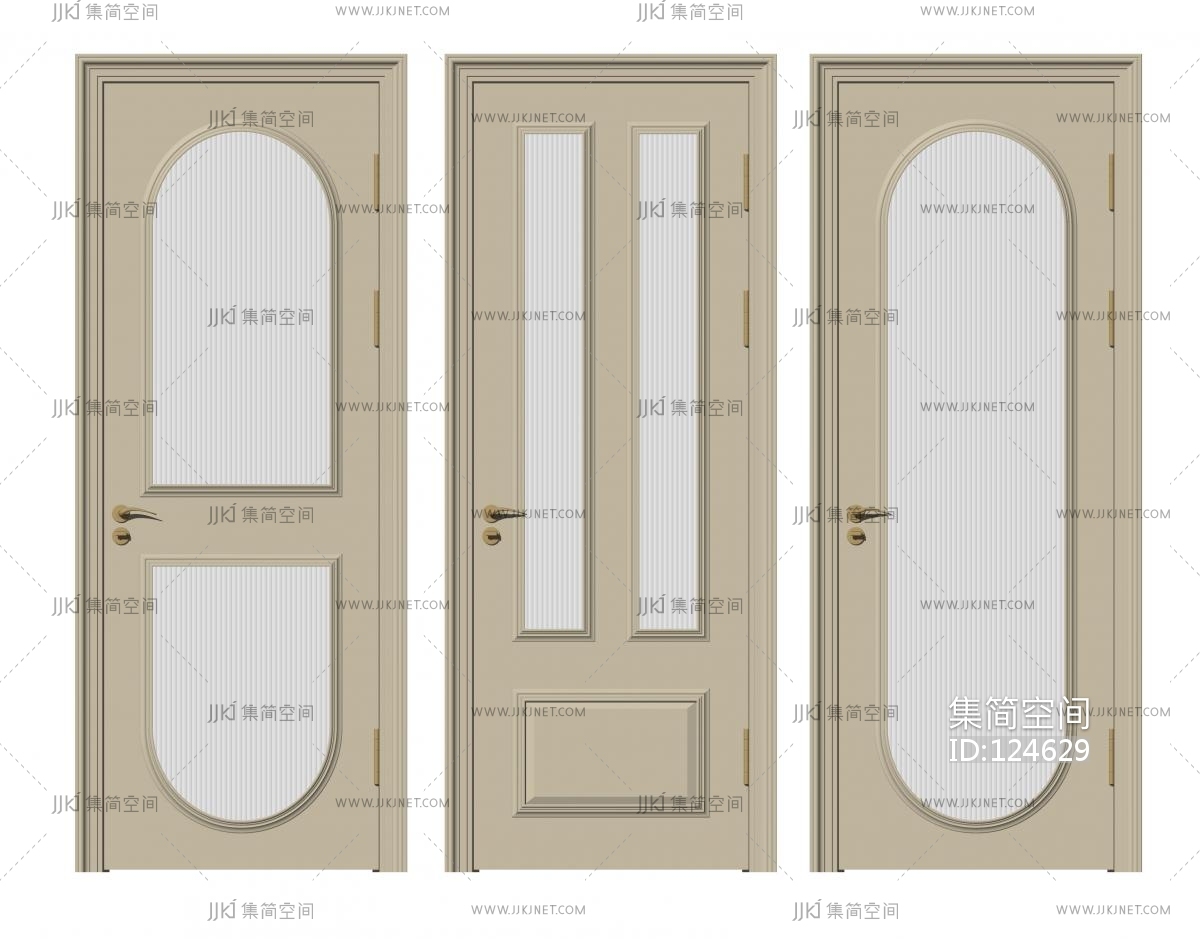 欧式法式玻璃单开门su草图模型下载 【集简空间】「每日更新」