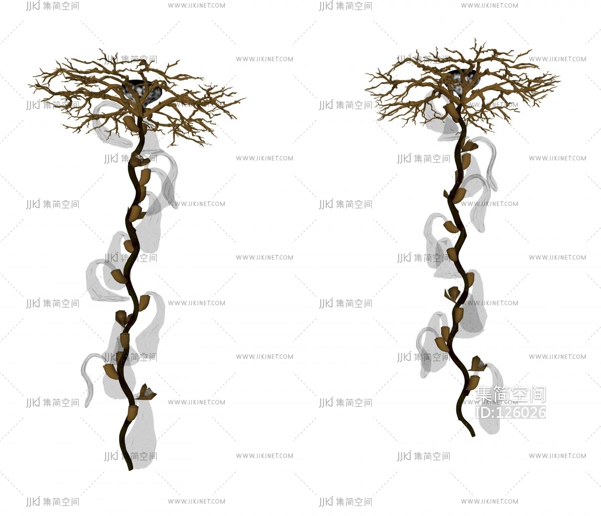现代树叶植物水晶装饰吊灯su草图模型下载 【集简空间】「每日更新」