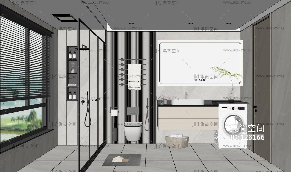 现代卫生间su草图模型下载 【集简空间】「每日更新」