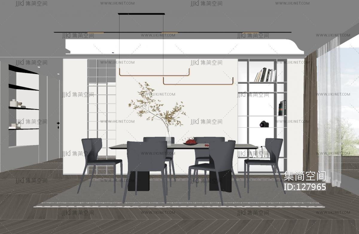 现代餐厅su草图模型下载 【集简空间】「每日更新」