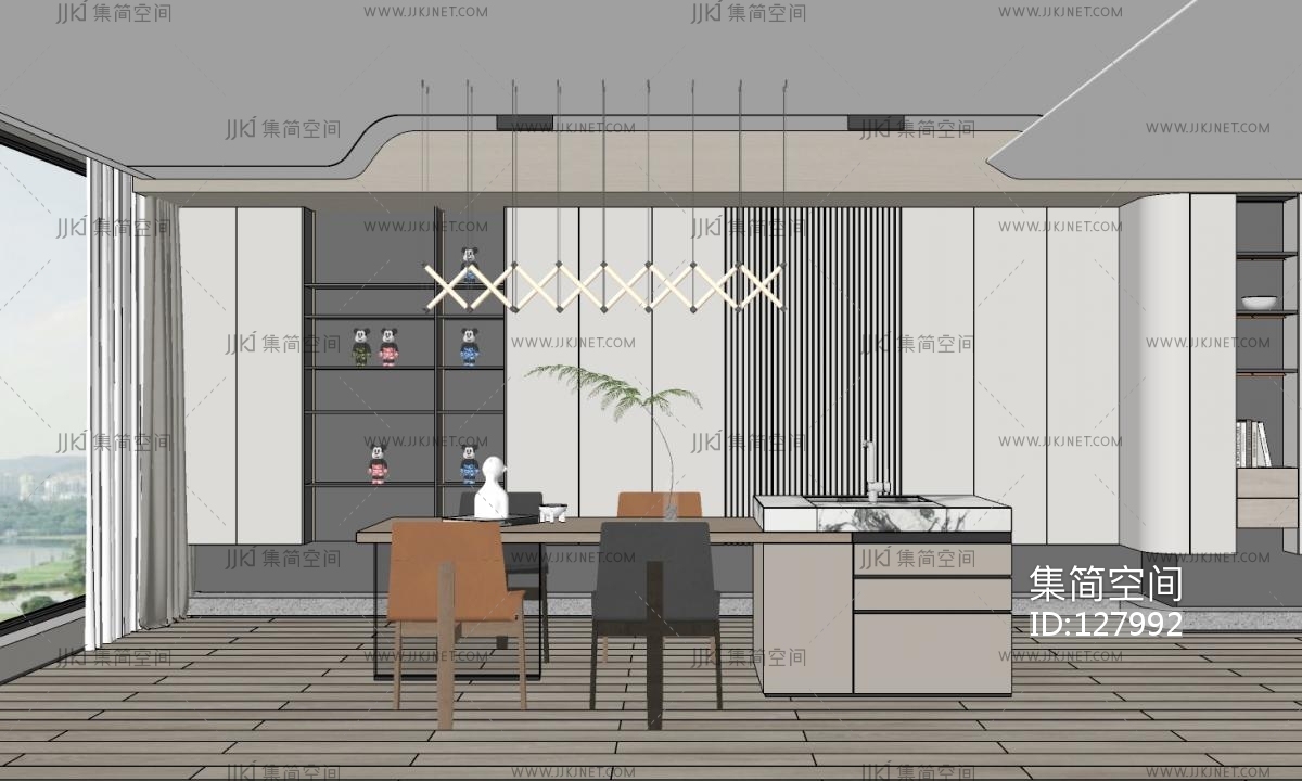 现代餐厅su草图模型下载 【集简空间】「每日更新」