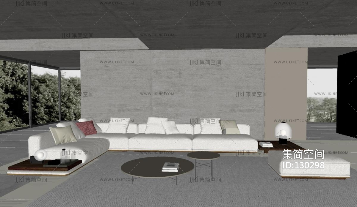 米洛提minotti Horizonte 现代沙发茶几组合su草图模型下载 【集简空间】「每日更新」