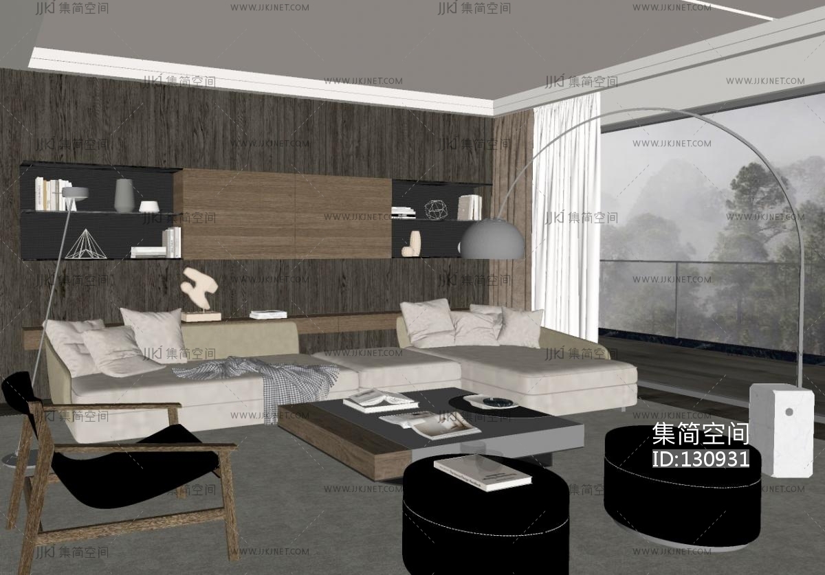Minotti 现代沙发茶几组合su草图模型下载 【集简空间】「每日更新」