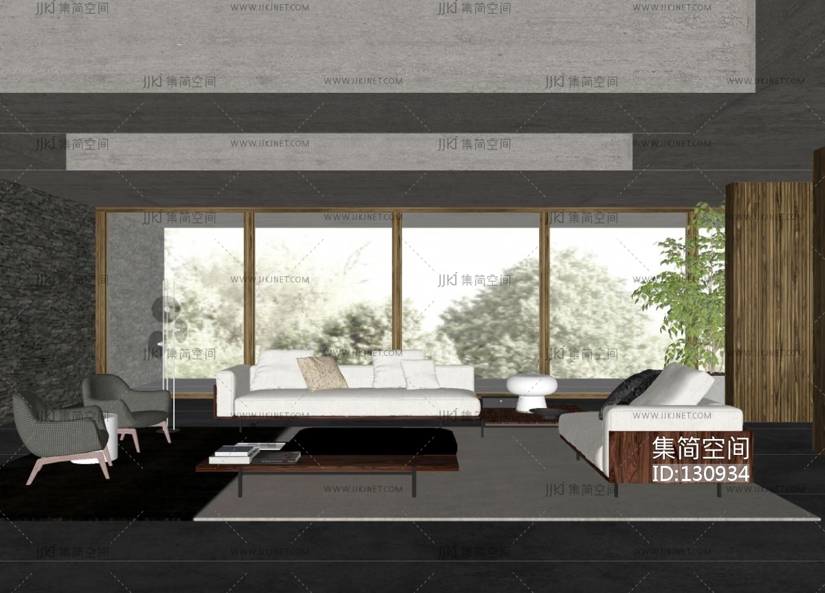 Minotti Brasilia 米洛提现代沙发茶几组合su草图模型下载 【集简空间】「每日更新」