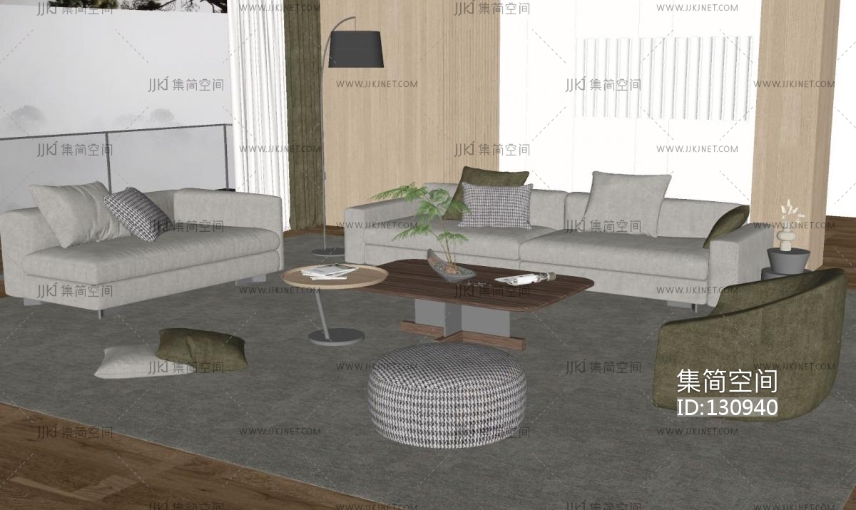 Minotti 米洛提现代沙发贵妃榻茶几su草图模型下载 【集简空间】「每日更新」