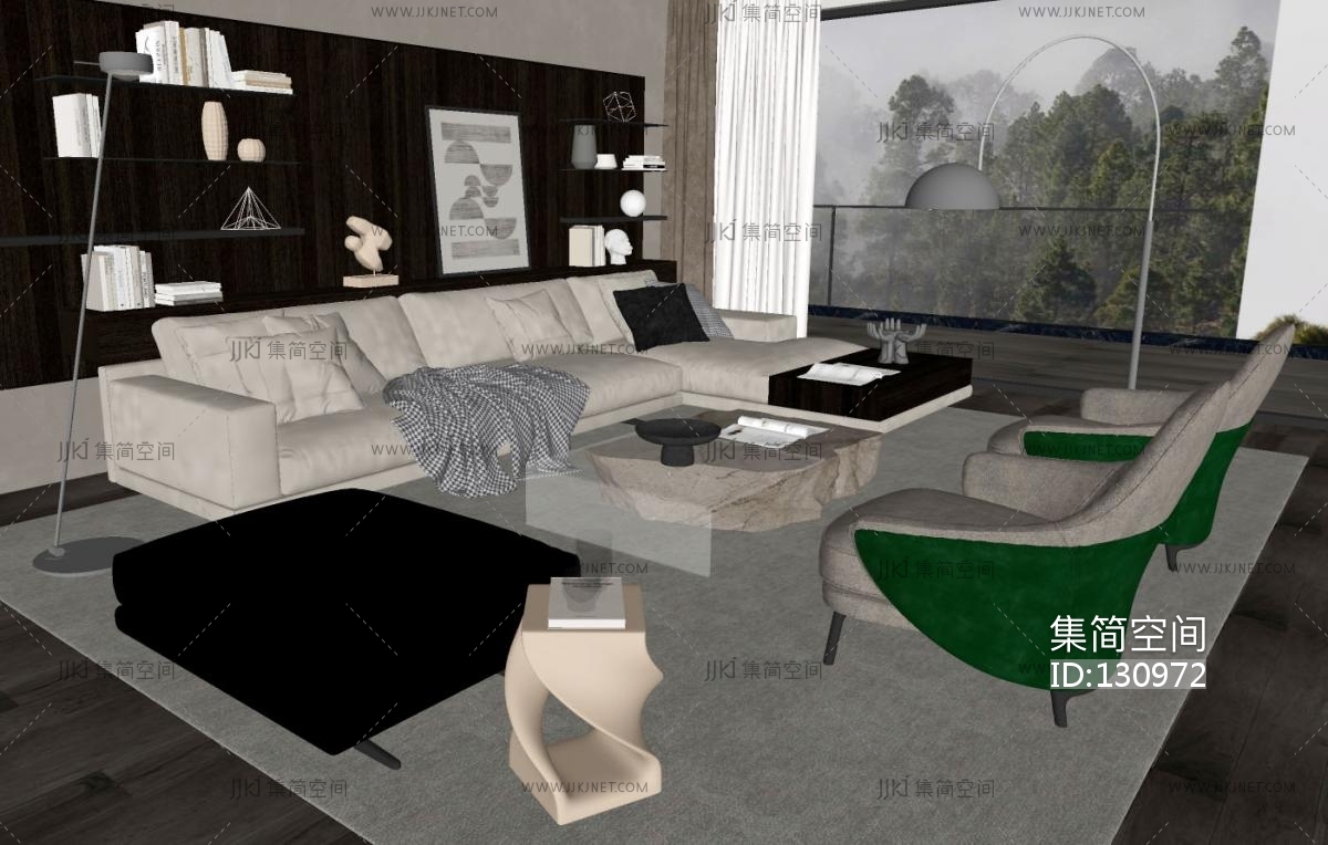 Minotti 现代沙发茶几组su草图模型下载 【集简空间】「每日更新」