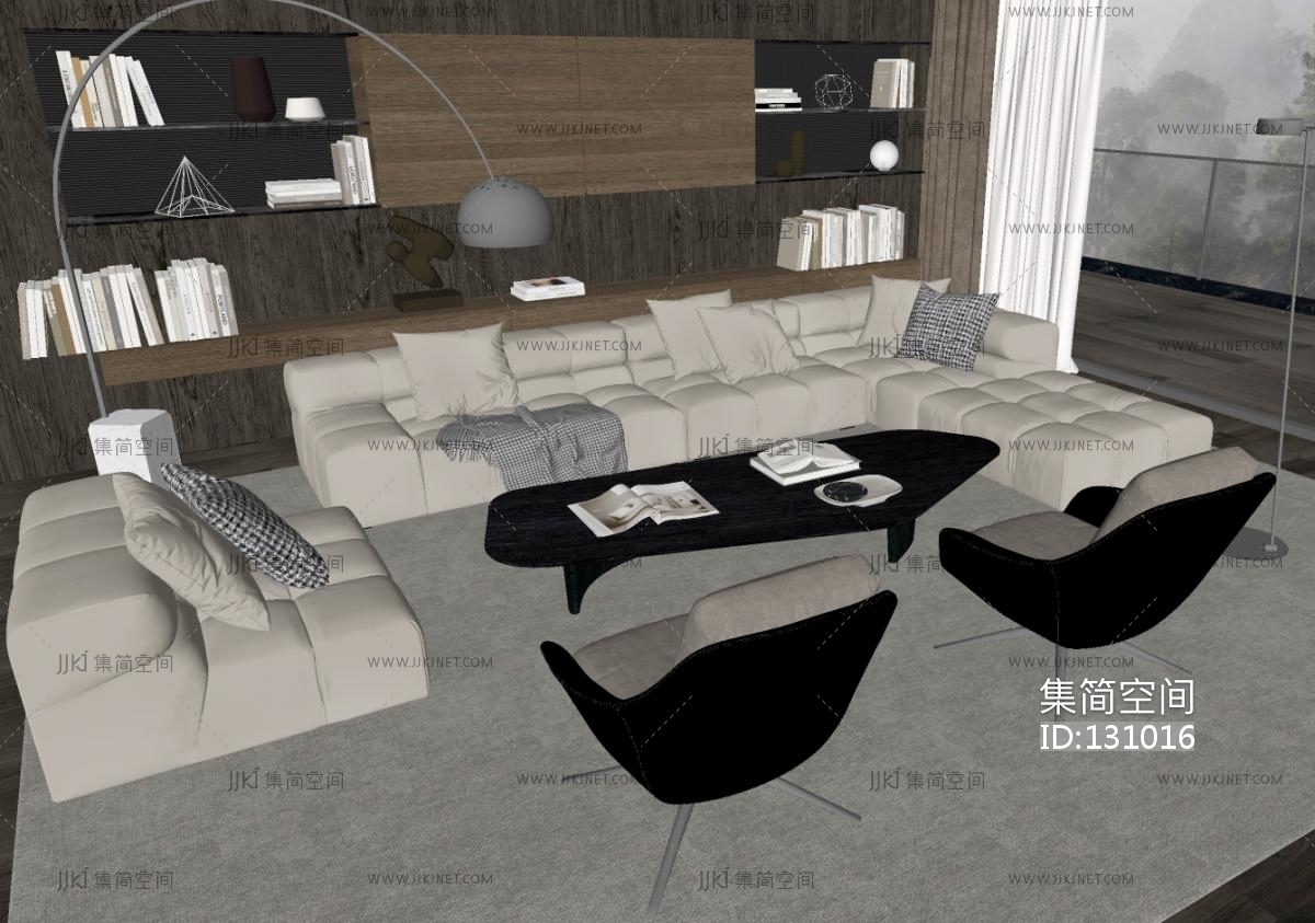 Minotti 现代沙发茶几组合su草图模型下载 【集简空间】「每日更新」