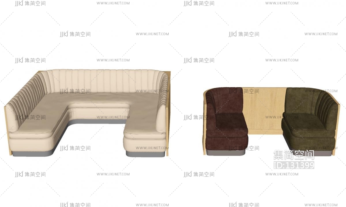 现代卡座沙发su草图模型下载 【集简空间】「每日更新」