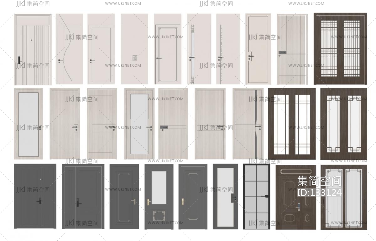 欧式新中式单开门 组合su草图模型下载 【集简空间】「每日更新」
