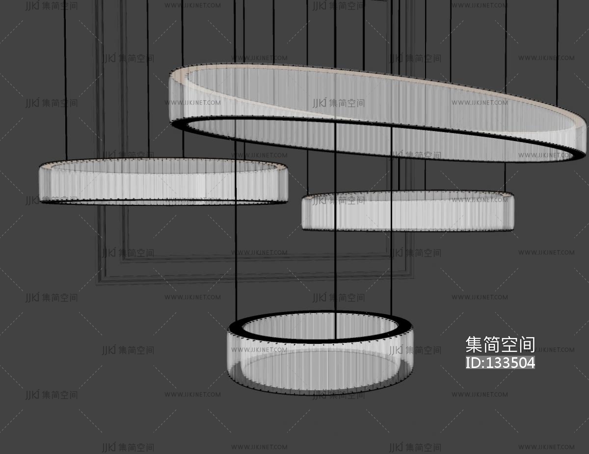 现代圆环圆形吊灯su模型su草图模型下载 【集简空间】「每日更新」