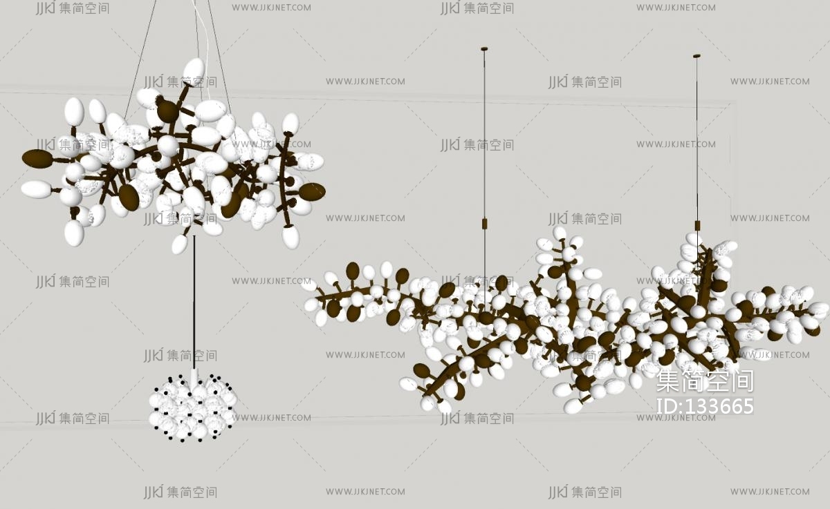 现代吊灯su模型su草图模型下载 【集简空间】「每日更新」