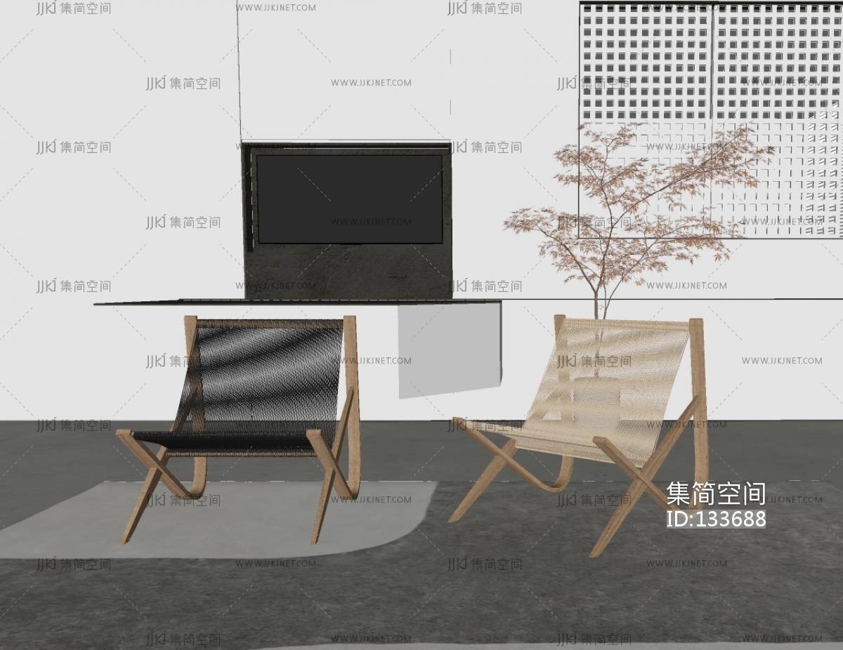 现代编织休闲椅su模型su草图模型下载 【集简空间】「每日更新」