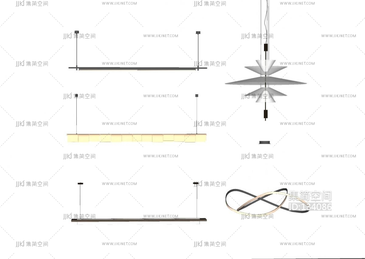 现代条形吊灯,螺旋吊灯su模型su草图模型下载 【集简空间】「每日更新」