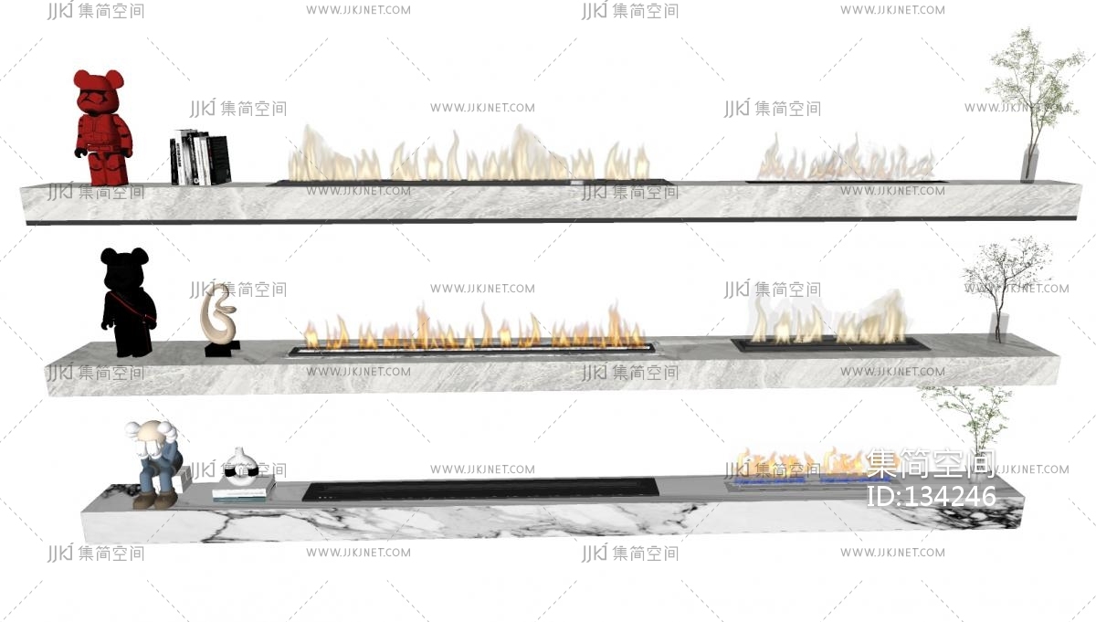 现代火焰 壁炉su模型su草图模型下载 【集简空间】「每日更新」