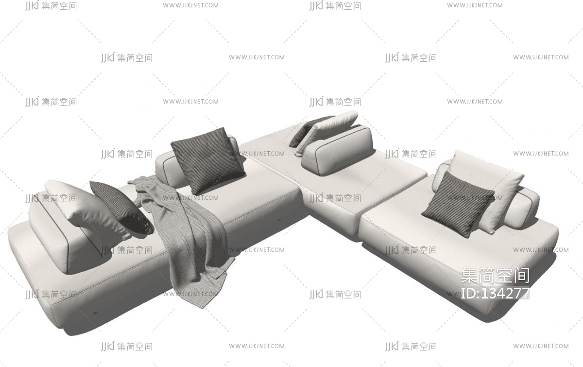 Poliform现代转角沙发su模型su草图模型下载 【集简空间】「每日更新」