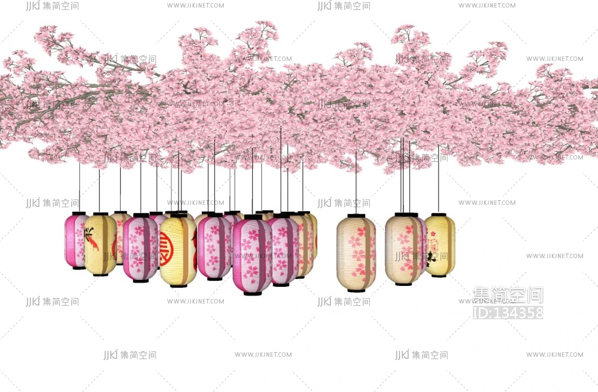 日式 樱花 灯笼 装饰灯su模型su草图模型下载 【集简空间】「每日更新」