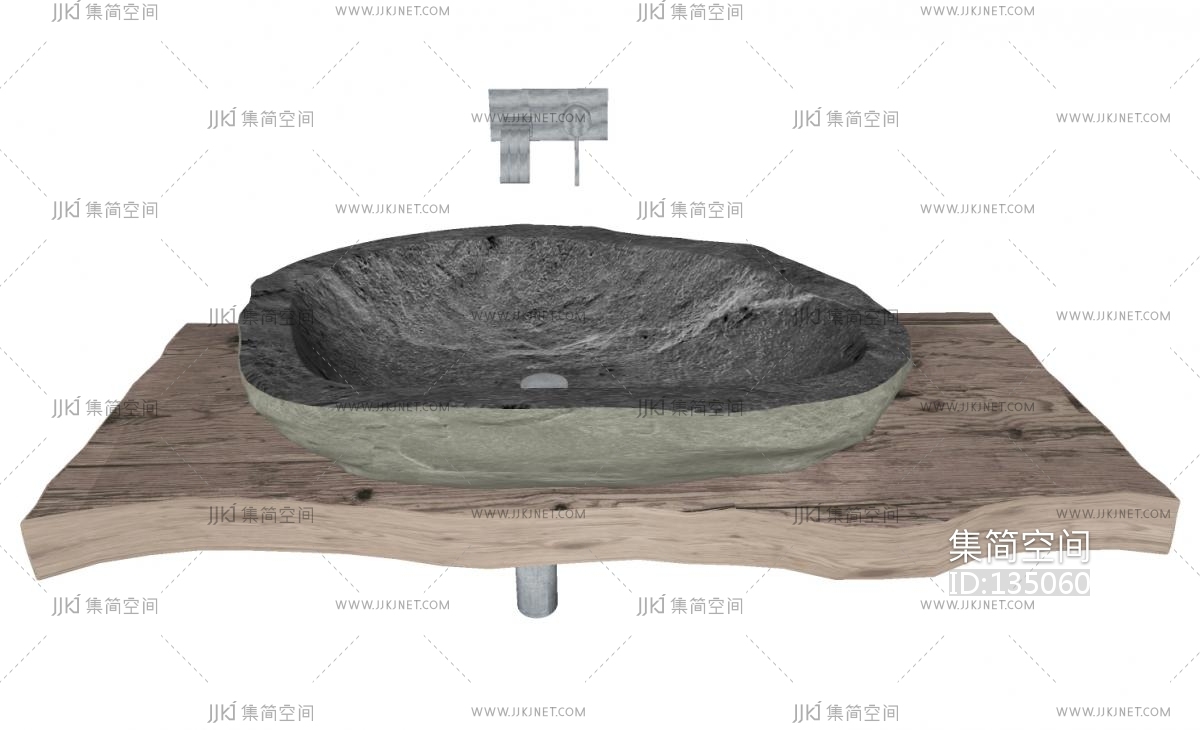 现代原生态洗手盆su模型su草图模型下载 【集简空间】「每日更新」