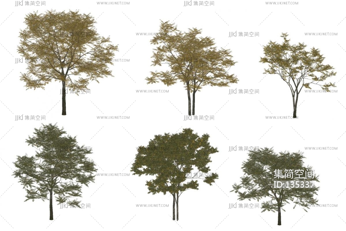 室外景观树组合su模型su草图模型下载 【集简空间】「每日更新」