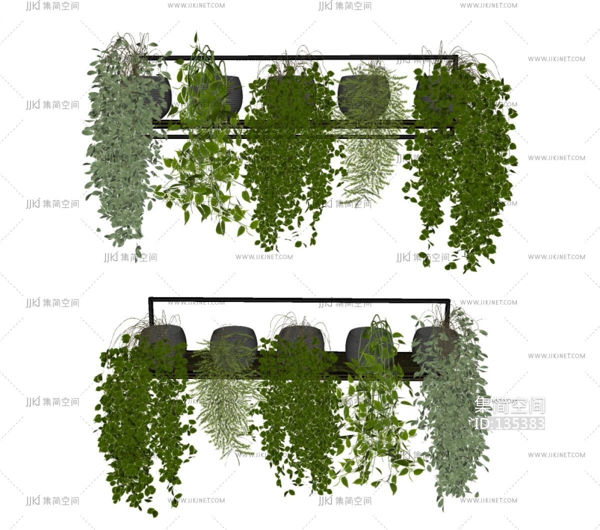 现代绿植盆栽 吊篮植物组合su模型su草图模型下载 【集简空间】「每日更新」