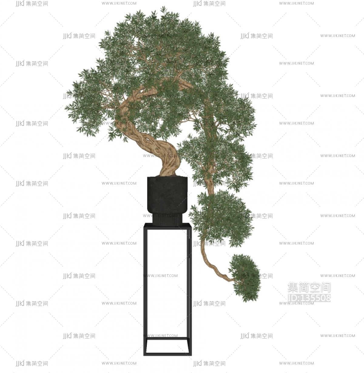 新中式盆景盆栽花盆摆台su模型su草图模型下载 【集简空间】「每日更新」