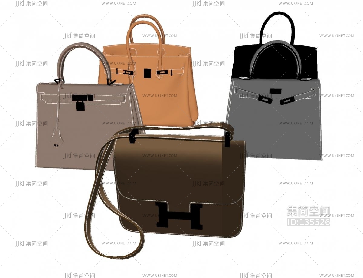 爱马仕现代皮包su模型su草图模型下载 【集简空间】「每日更新」