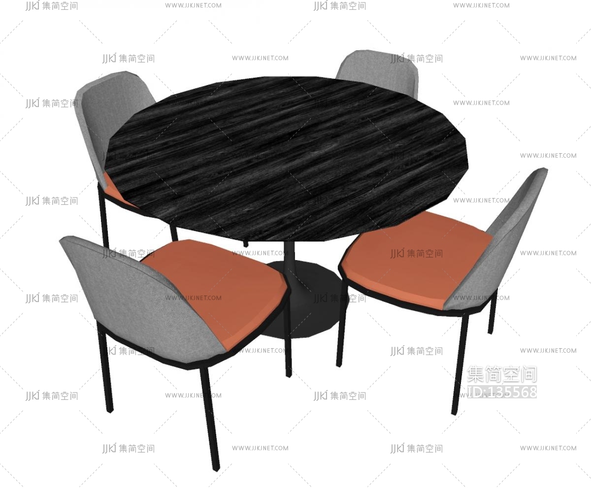 现代圆形餐桌椅su模型su草图模型下载 【集简空间】「每日更新」