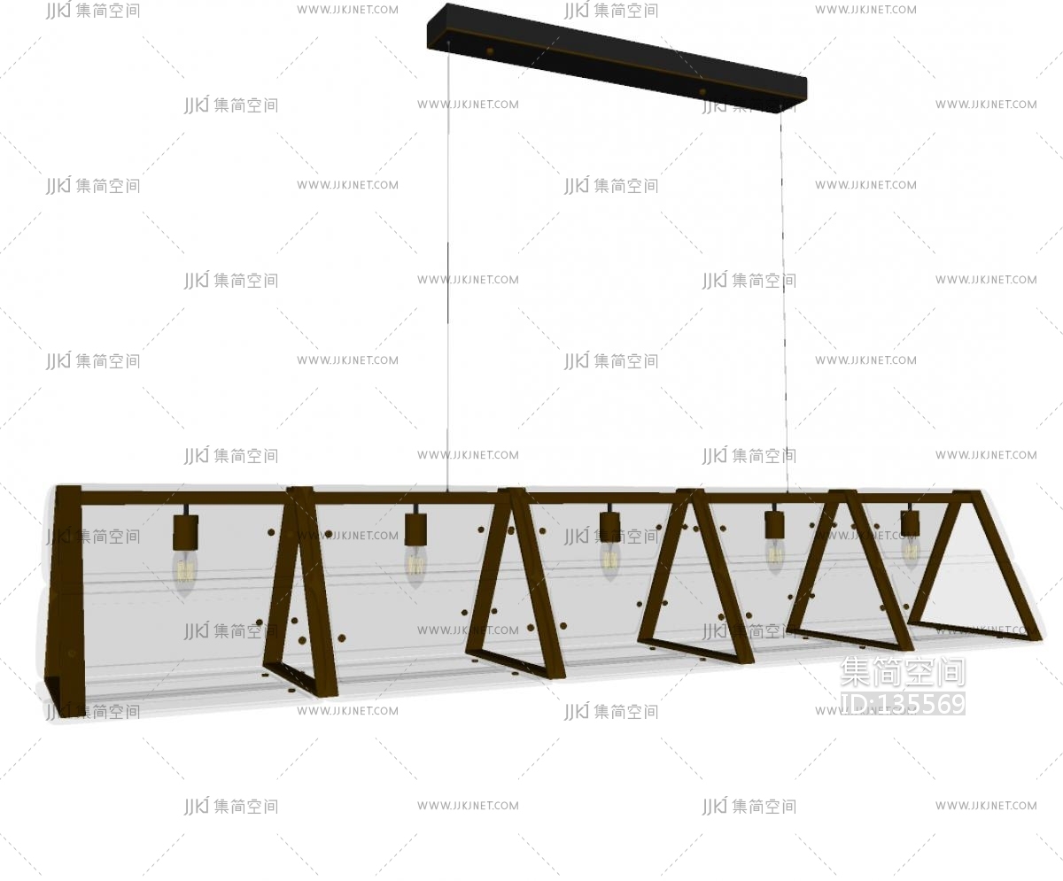 新中式玻璃吊灯su模型su草图模型下载 【集简空间】「每日更新」