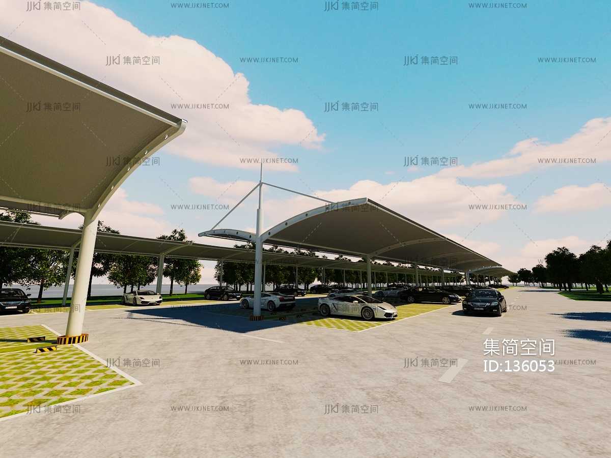 现代停车场3d模型下载 【集简空间】「每日更新」