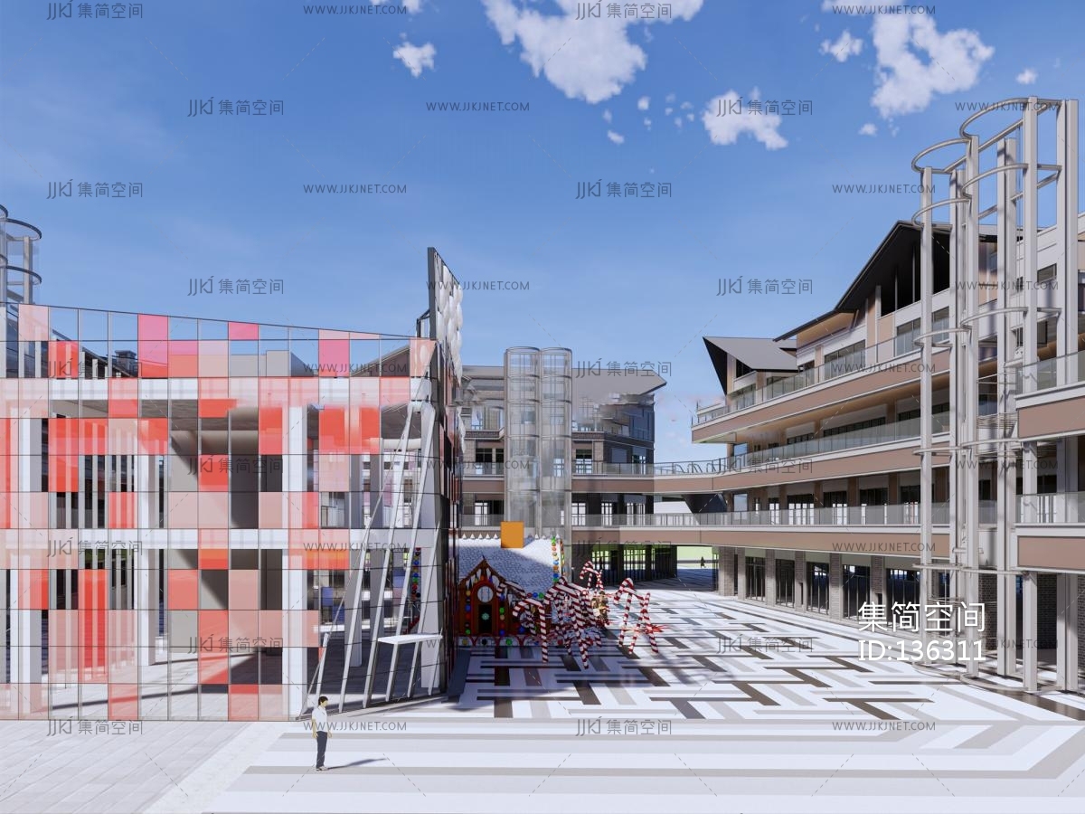 新中式商业街模型su草图模型下载 【集简空间】「每日更新」