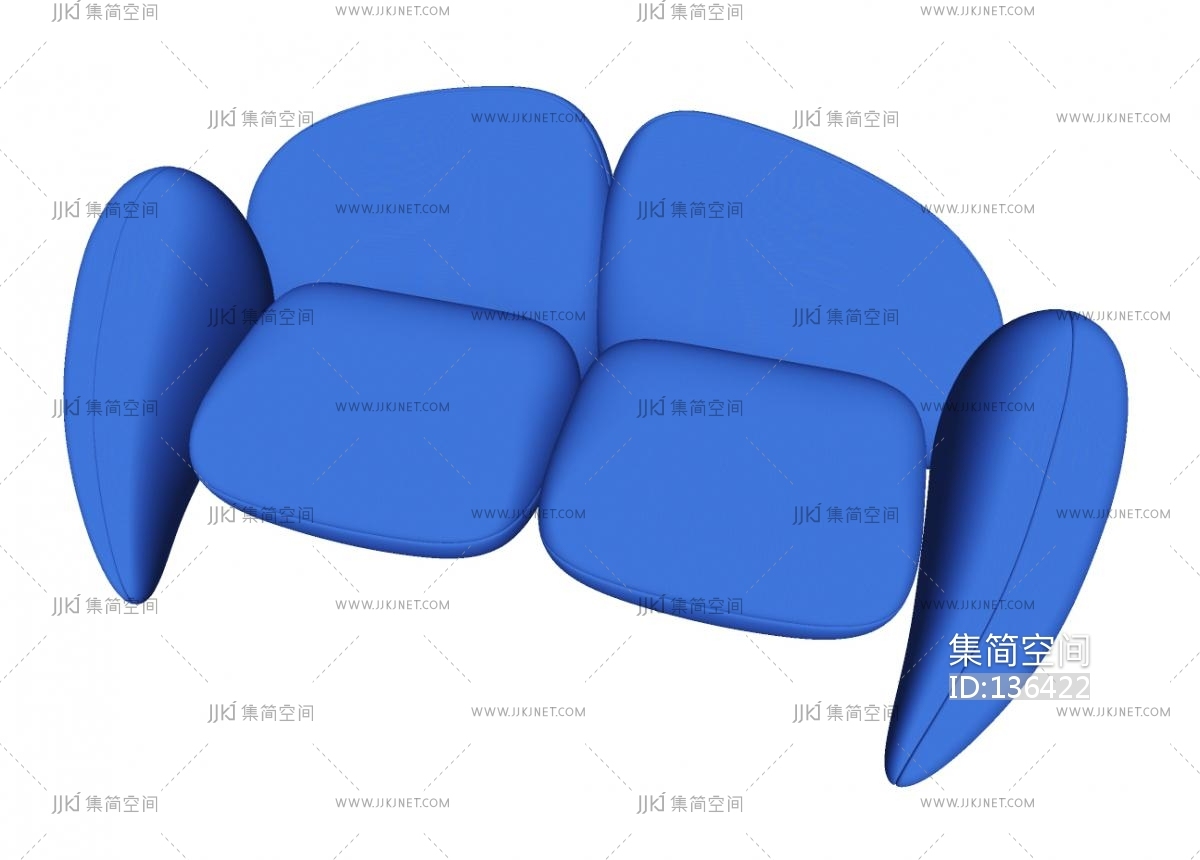 现代双人沙发su模型 Su草图模型下载 【集简空间】「每日更新」
