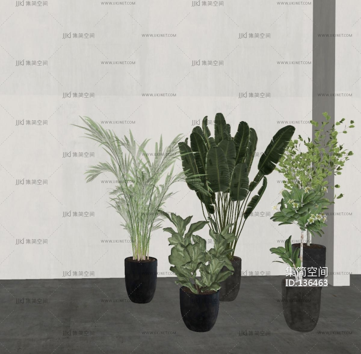 现代绿植盆栽su模型su草图模型下载 【集简空间】「每日更新」