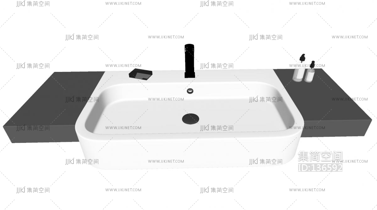 现代壁挂台盆洗手台水龙头su模型su草图模型下载 【集简空间】「每日更新」