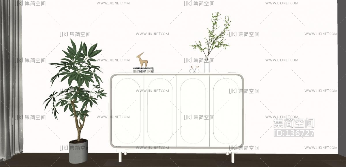 北欧玄关柜su模型su草图模型下载 【集简空间】「每日更新」