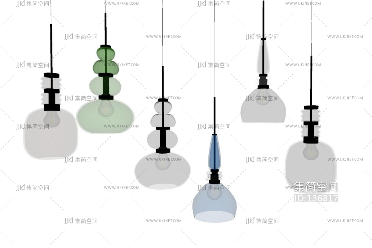 现代玻璃小吊灯su模型su草图模型下载 【集简空间】「每日更新」
