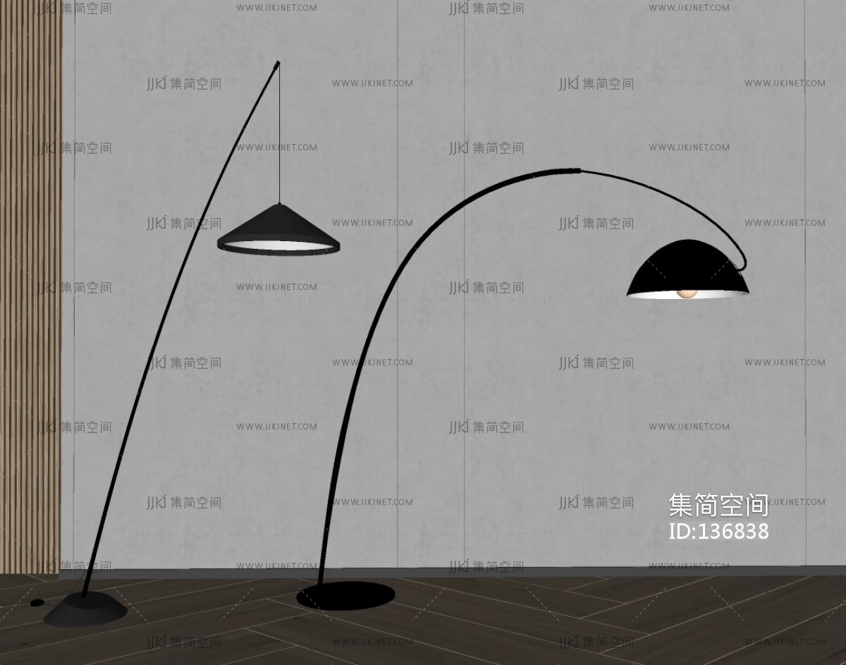 现代钓鱼落地灯su模型su草图模型下载 【集简空间】「每日更新」