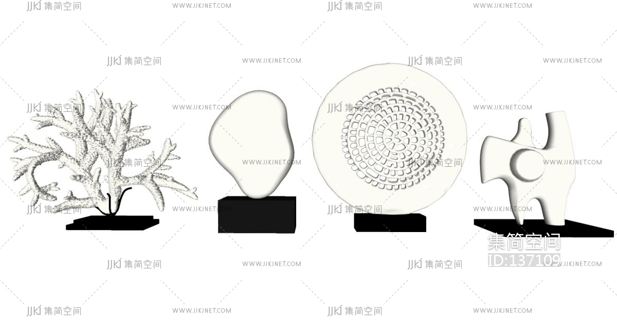 现代雕塑摆件su模型 Su草图模型下载 【集简空间】「每日更新」
