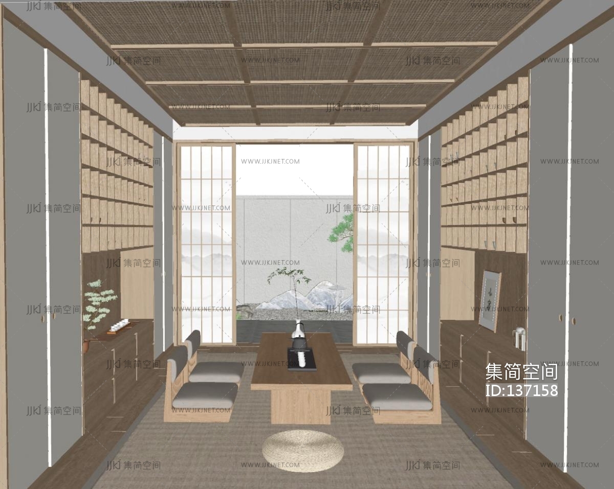 日式茶室su模型su草图模型下载 【集简空间】「每日更新」